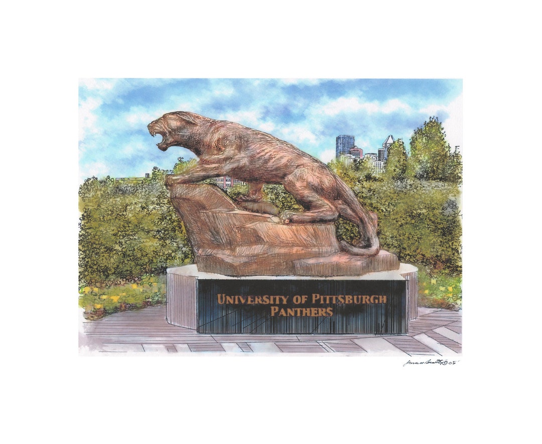 Pitt Panther Graphic Print of the Statue on the University of Pittsburg ...