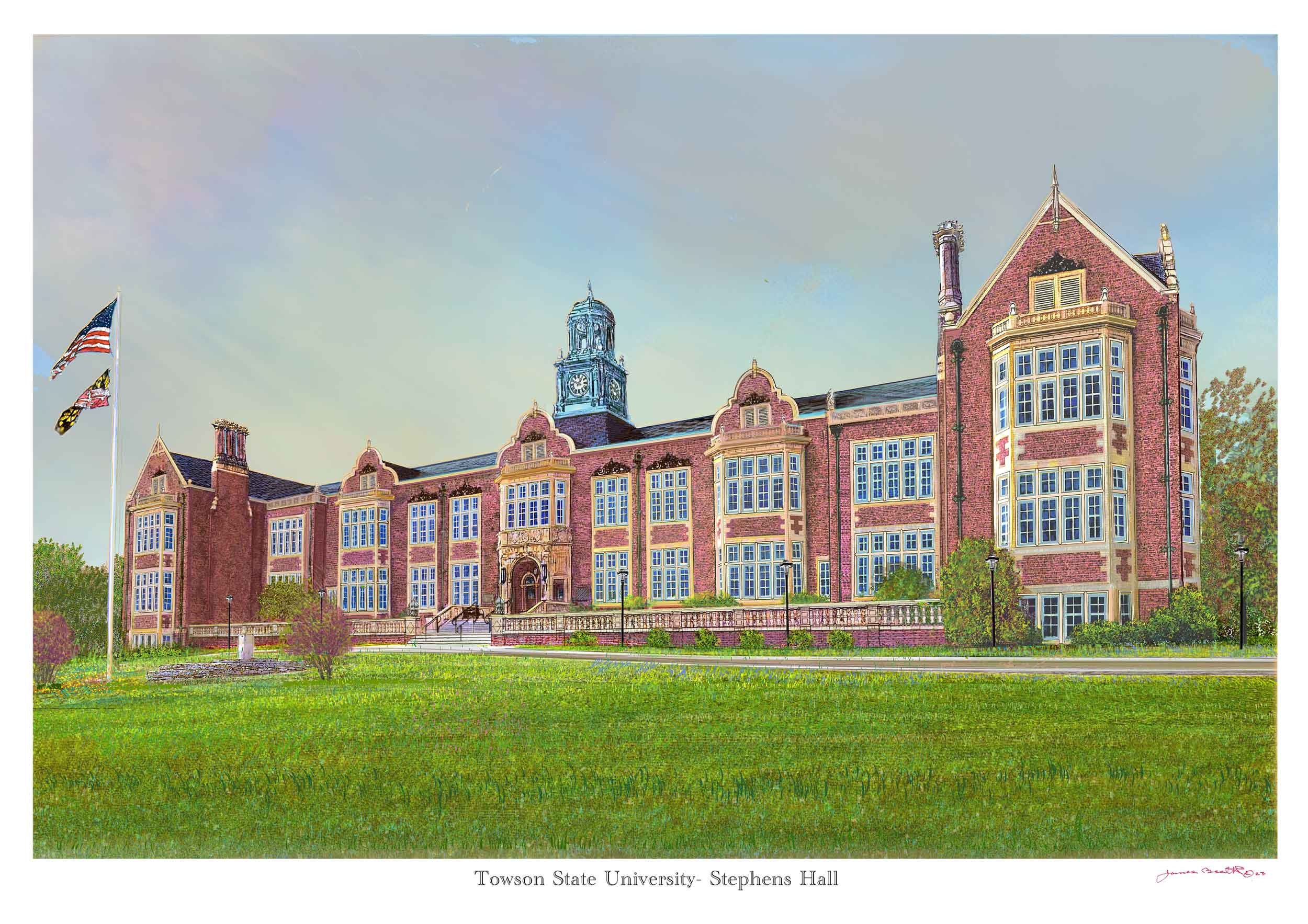 Towson State University Pen and Ink With Water Color Wall Decor Campus ...