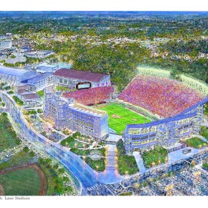 Virginia Tech Stadium Pen Ink Water Color Graphic Print Wall Decor ...