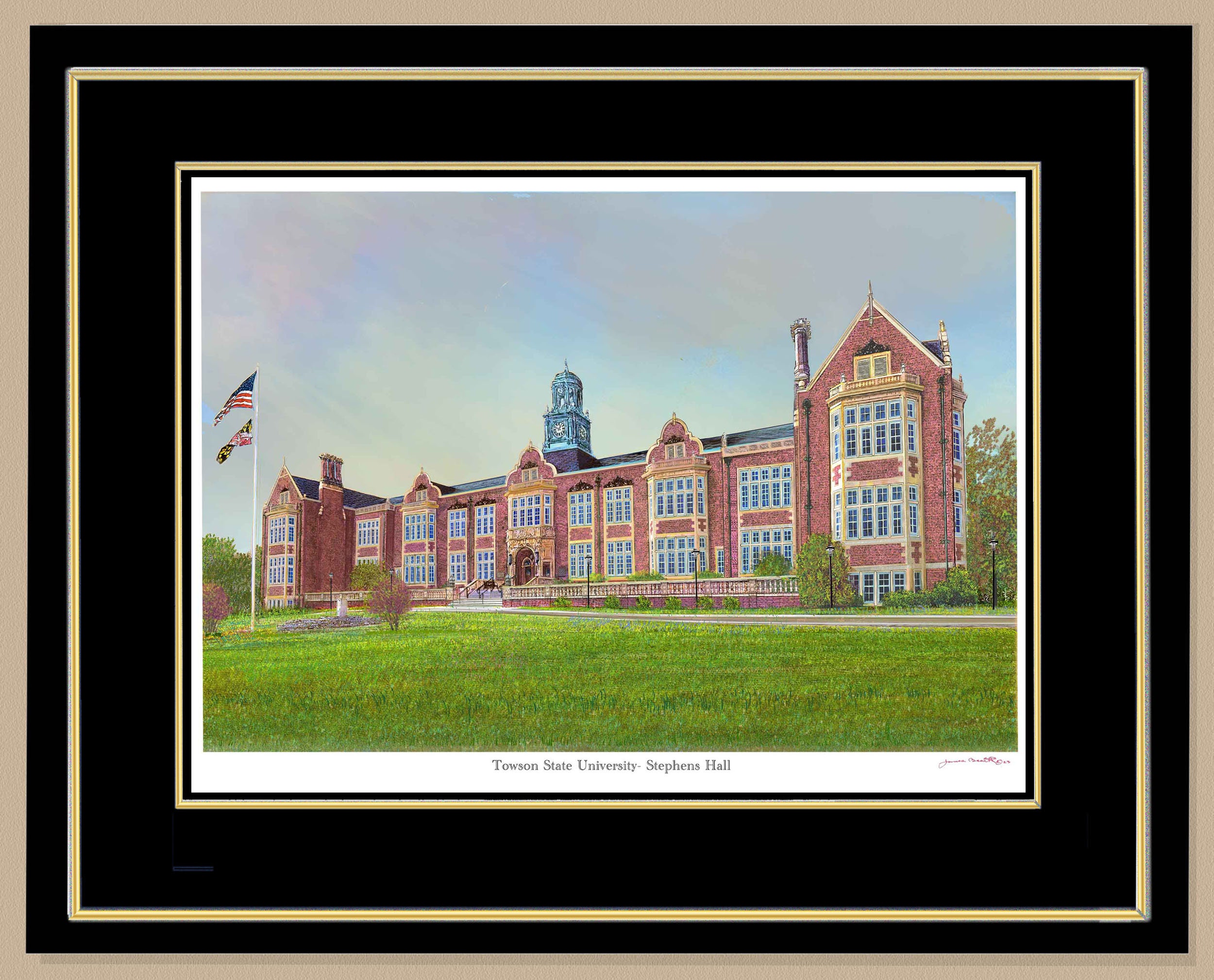Towson State University Pen and Ink With Water Color Wall Decor Campus ...