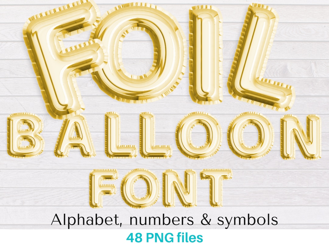 Gold Foil Balloon Alphabet, Numbers Clip Art - Digital Instant Download ...