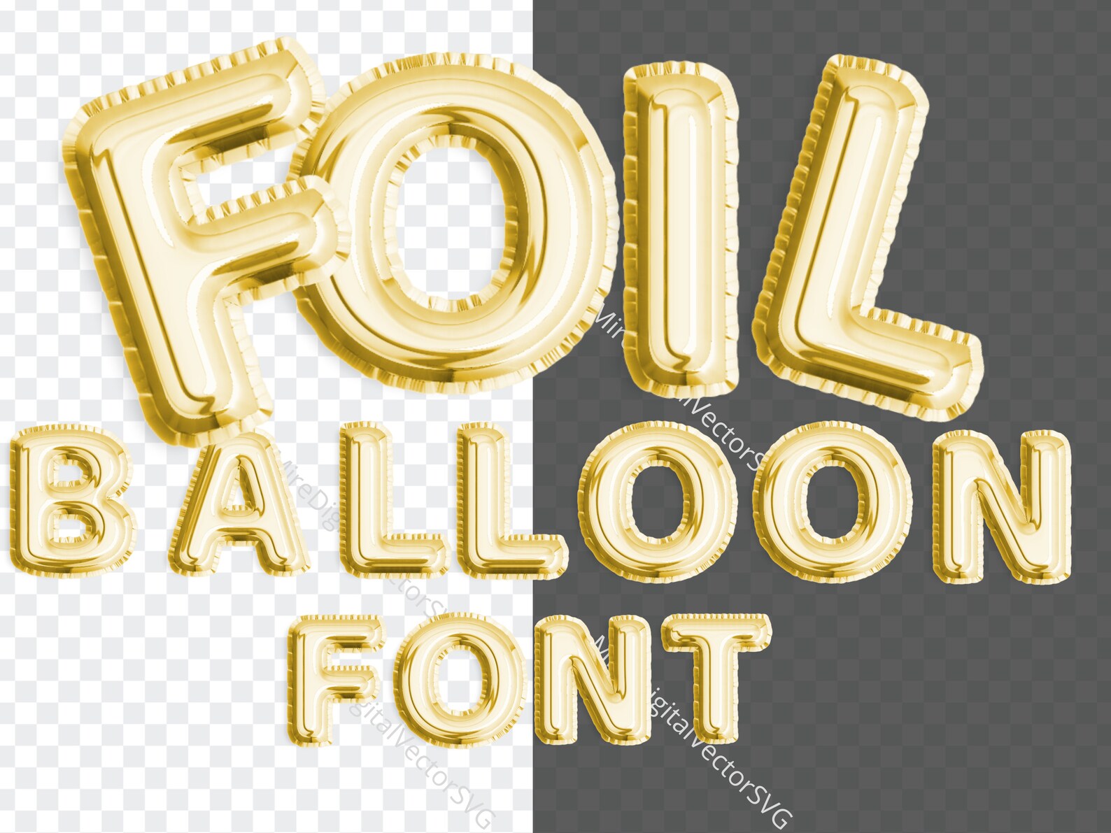 Gold Foil Balloon Alphabet, Numbers Clip Art - Digital Instant Download ...