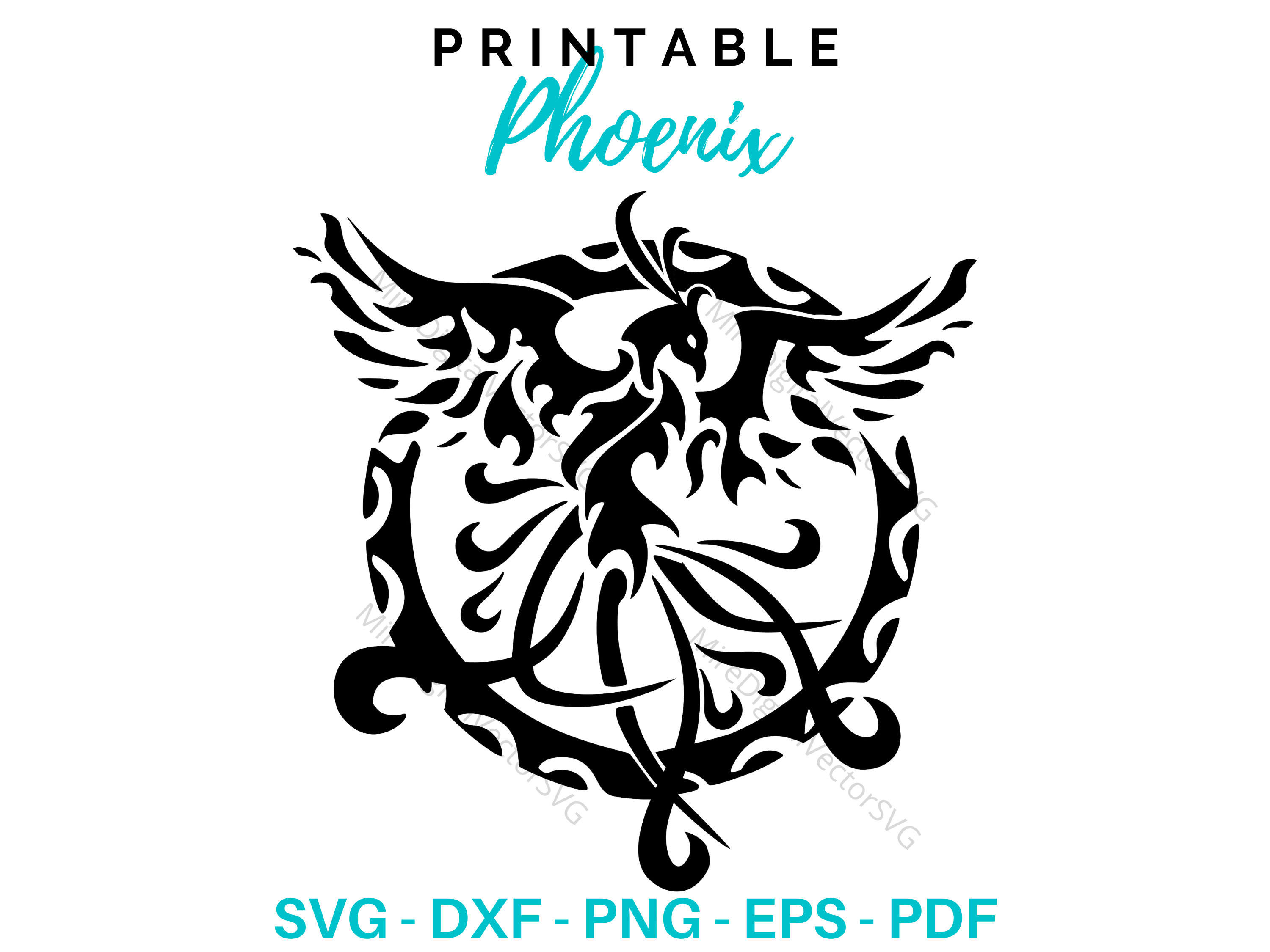 Instant Download svg Cricut Phoenix Silhouette SVG dxf Silhouette Cut ...