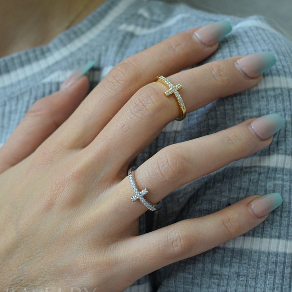 Sideway Cross Ring - Etsy