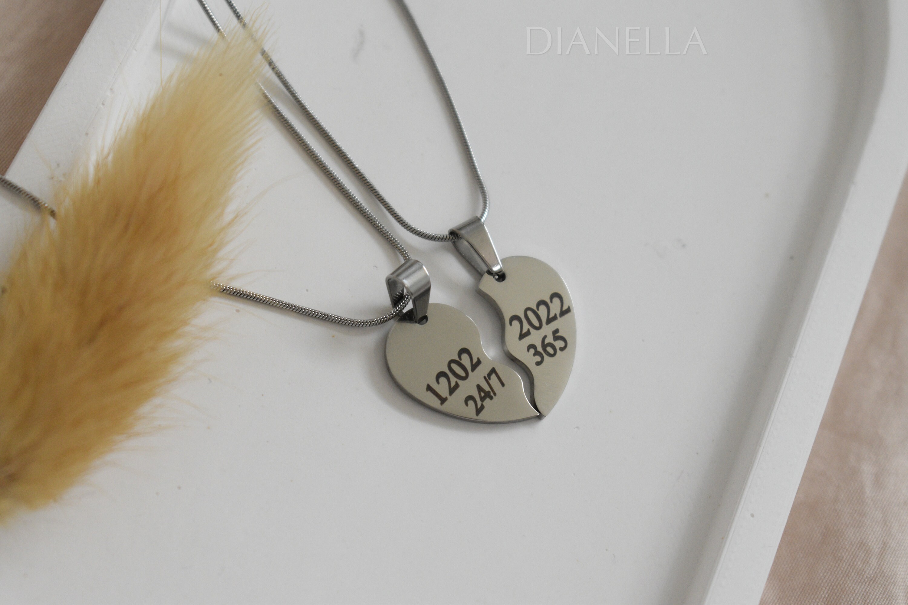 Split Heart Necklace For Couples Engravable