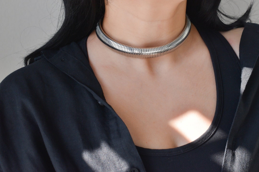 Collier ras de cou en argent tour de cou épais en argent - Etsy France