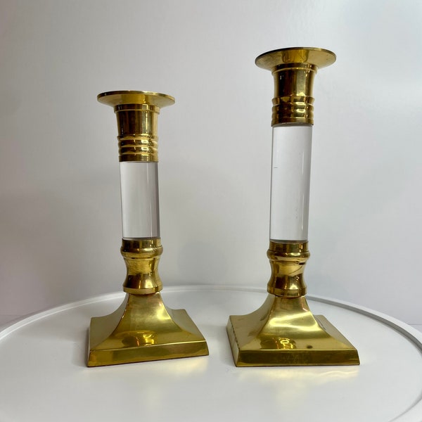 Brass and Acrylic Candle Holder - Etsy