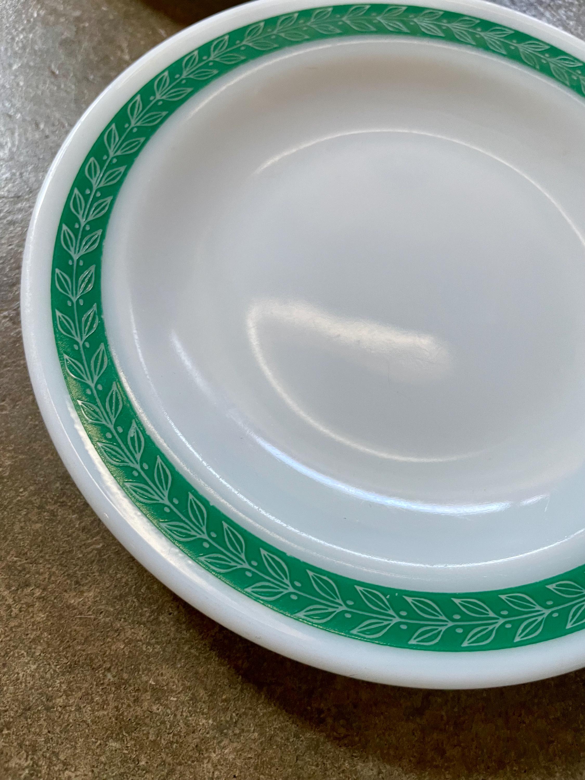 Pair of Corning Ware Fern Teal Green Autumn Bands Laurel Leaf 6.5" Milk ...
