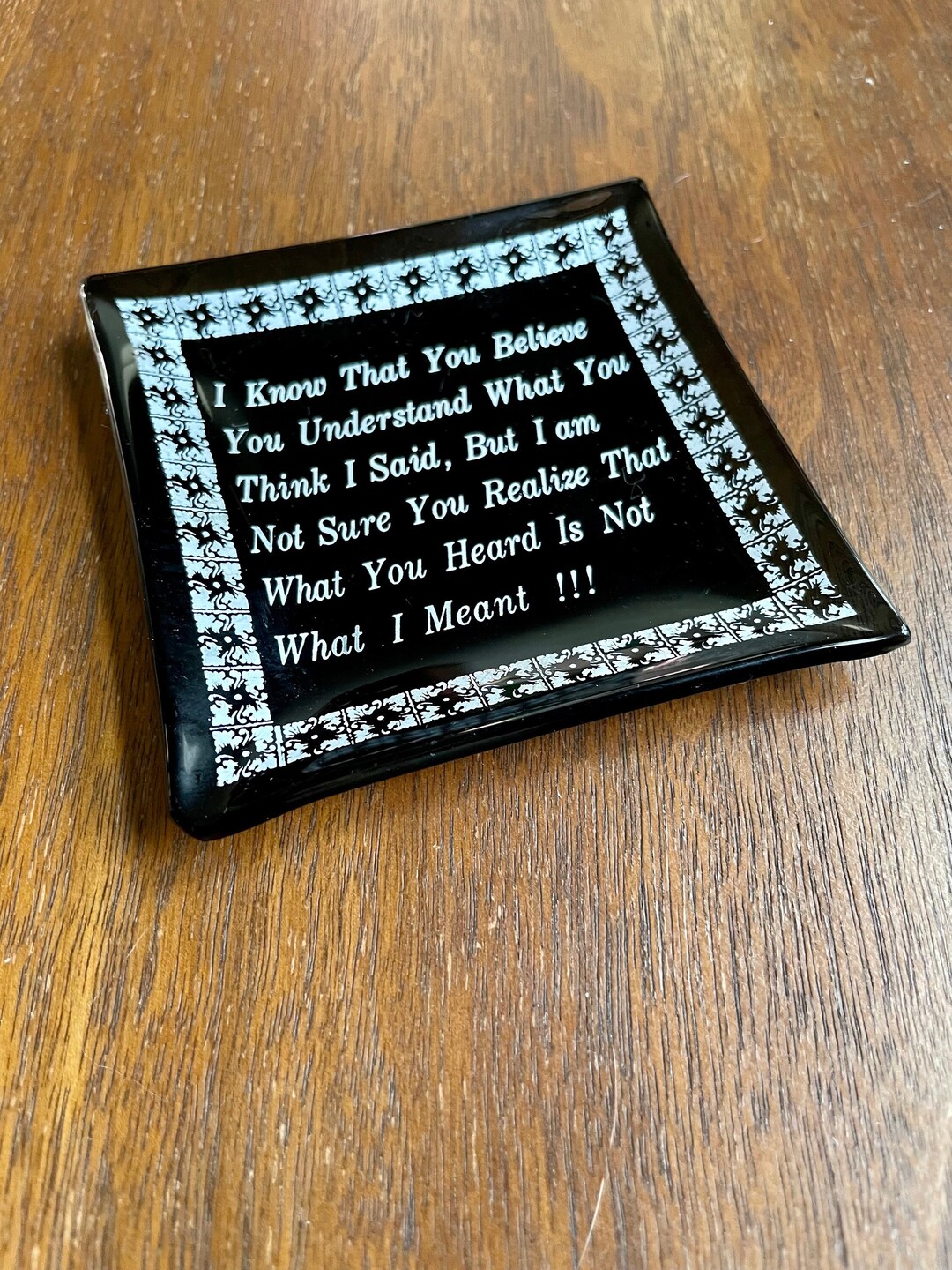 Vintage Square Glass Catchall Tray, Sassy Funny | Catch All Dish, Ash ...
