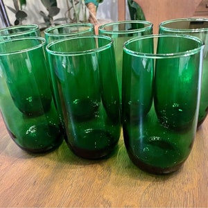 Set of 7 1970s Vintage Anchor Hocking Forest Green Roly Poly Glasses - Etsy