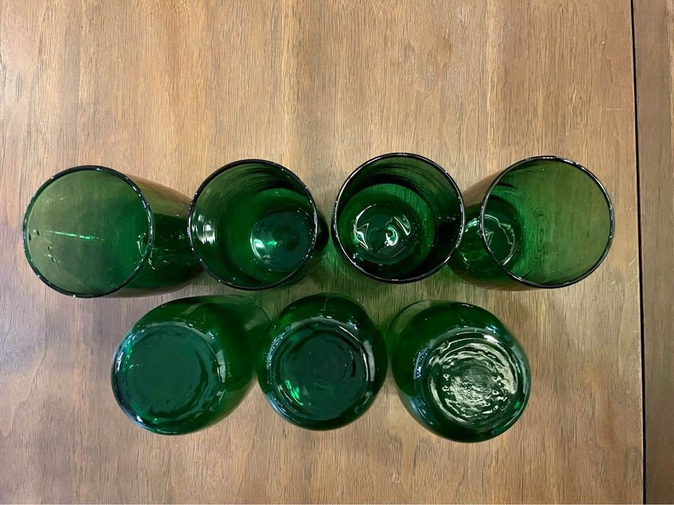 Set of 7 1970s Vintage Anchor Hocking Forest Green Roly Poly Glasses - Etsy