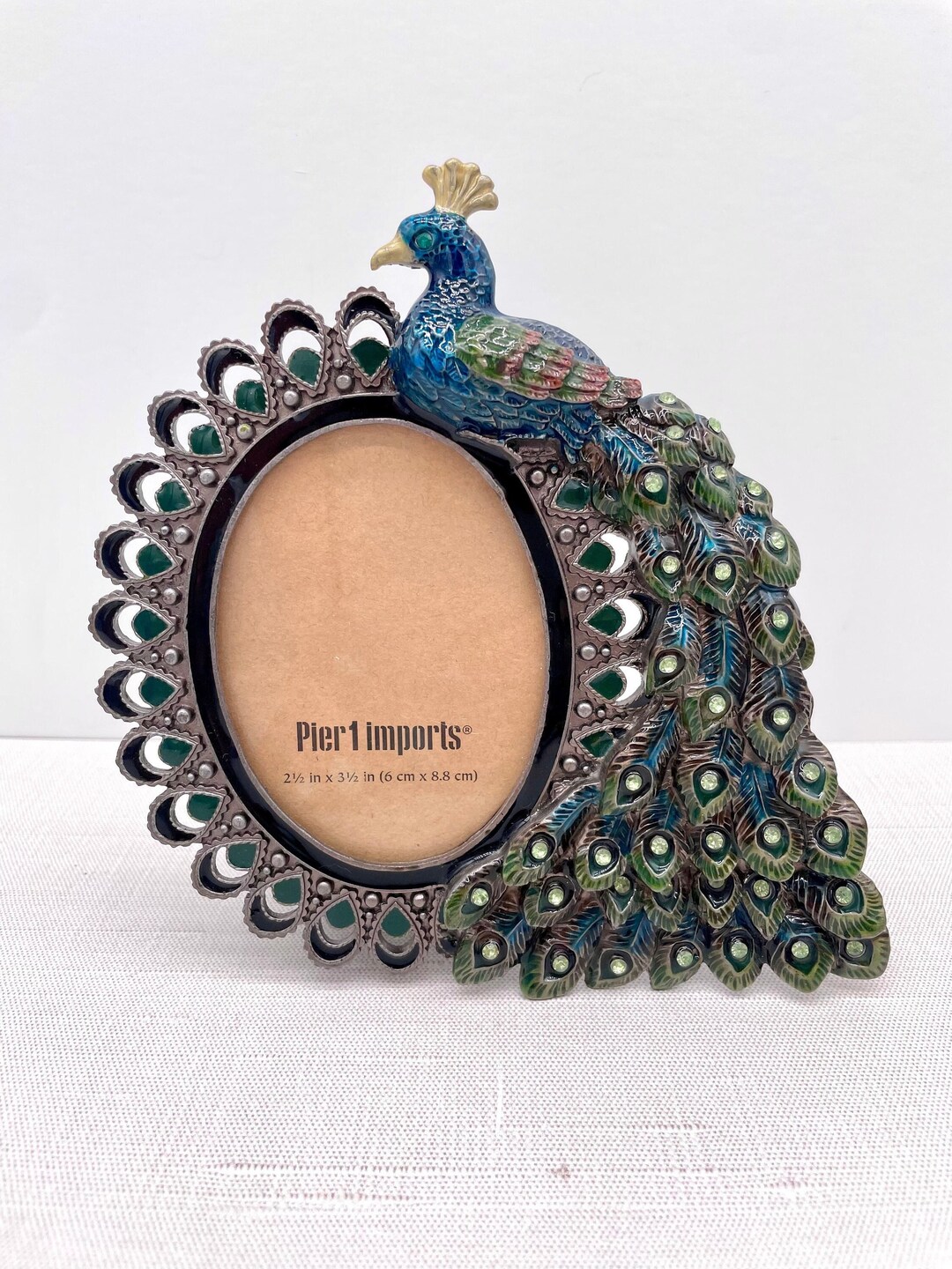 Pier 1 Metal Peacock Enameled Jeweled Photo Frame for 2.5 X 3.5 - Etsy