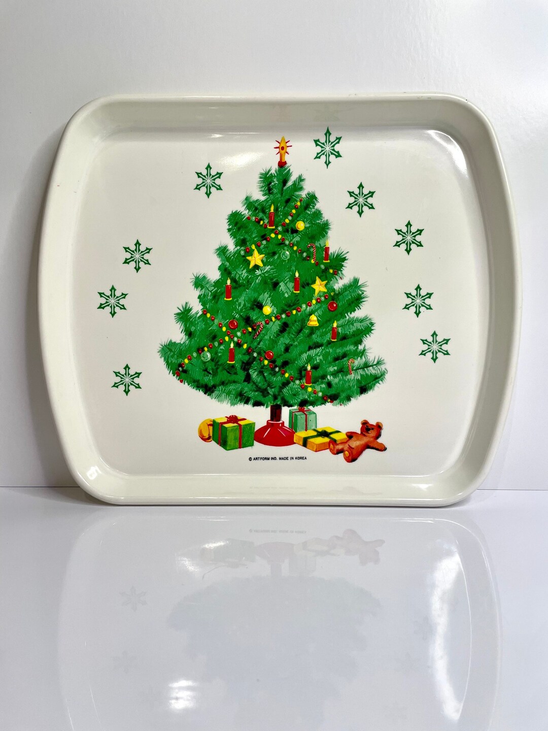 Vintage Christmas Serving Tray, Hard Plastic | Santa Cookie Tray ...