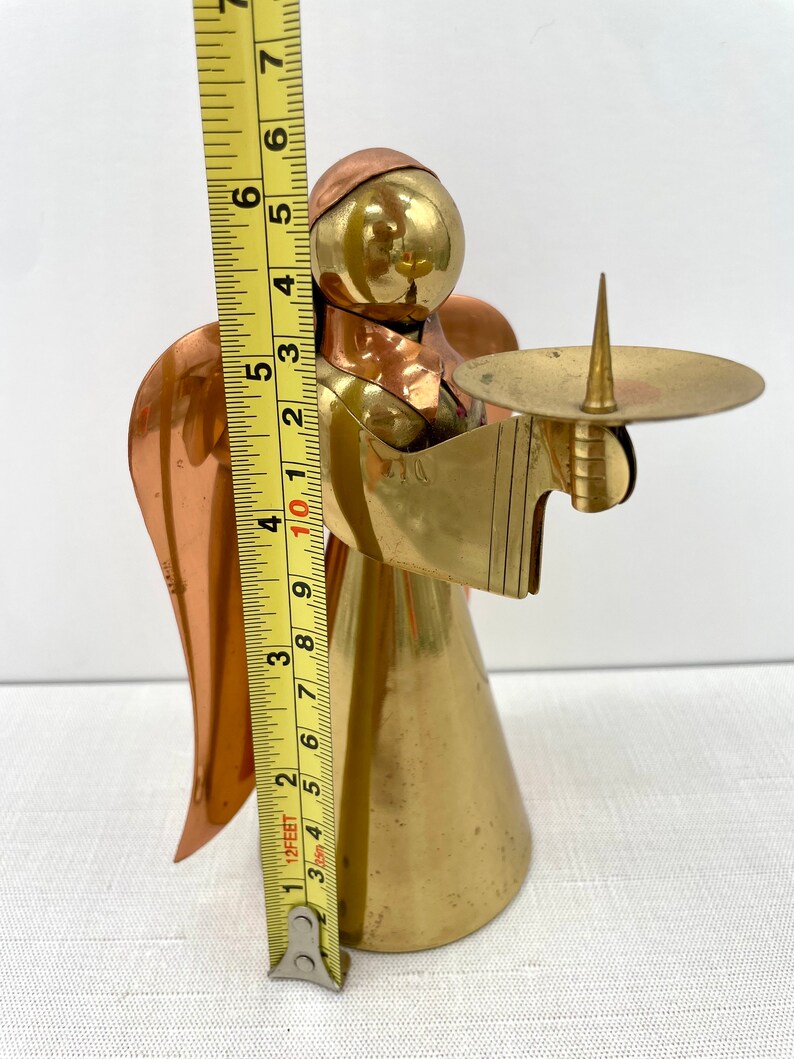 Vintage Brass Copper Angel Candleholder Candle Holder Holiday Mid ...