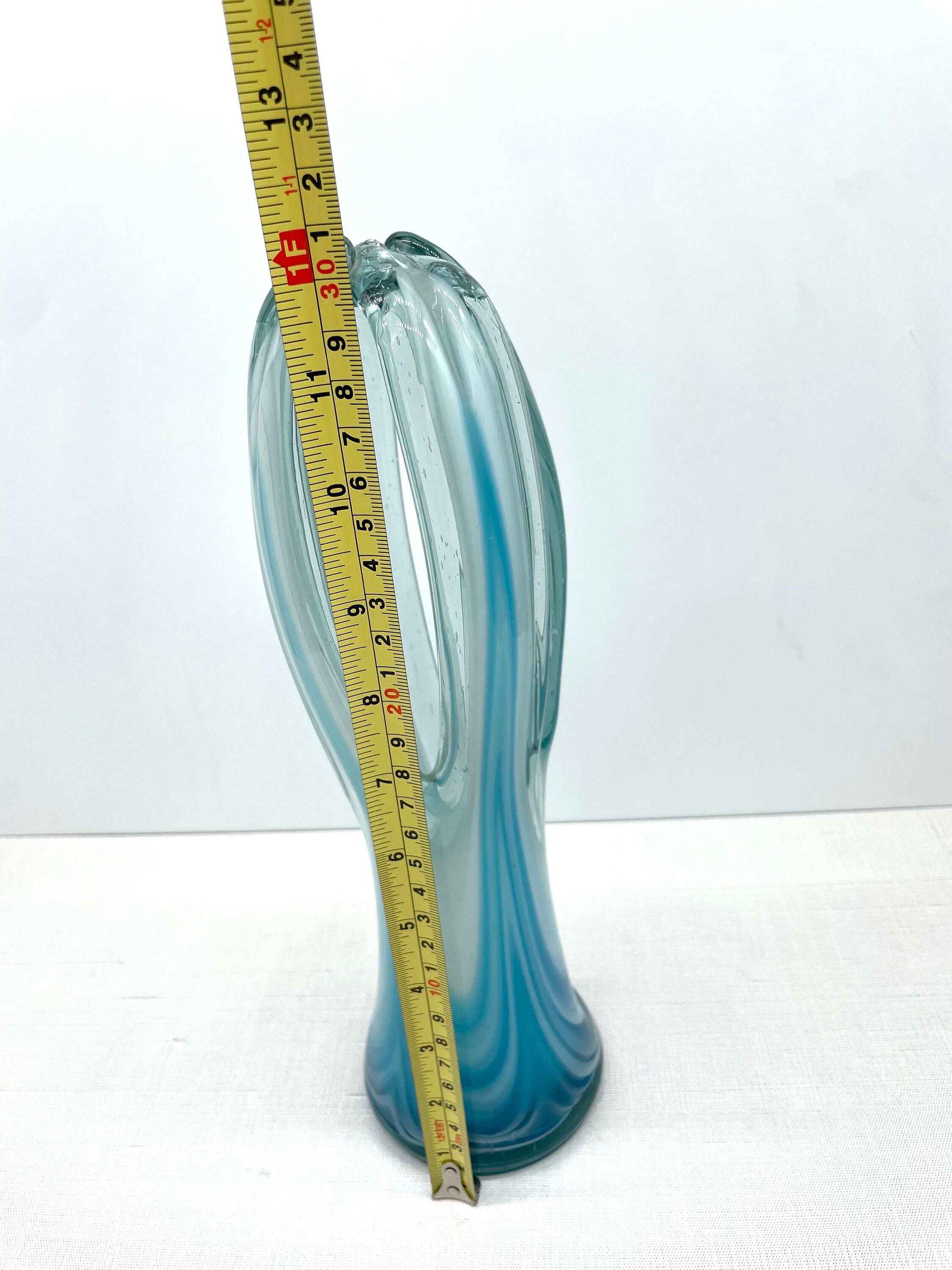MCM Handblown Blue and White Art Glass Vase Figurine Sculpture - Etsy