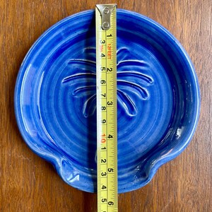 Handmade Bright Blue Palm Tree Pottery Ceramic Dish, Spoon Rest ...