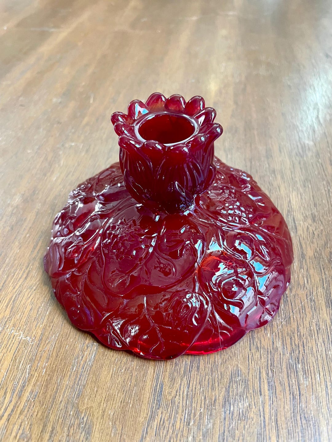 Vintage Ruby Red Glass Single Taper Candle Holder Candleholder - Etsy
