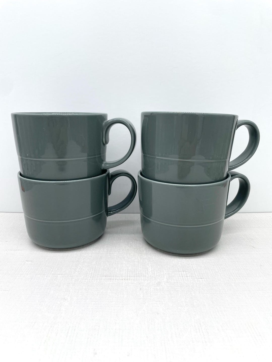 Set of 4 Crate & Barrel Aaron Probyn Hue Coffee Mugs Dark Grey Gray - Etsy
