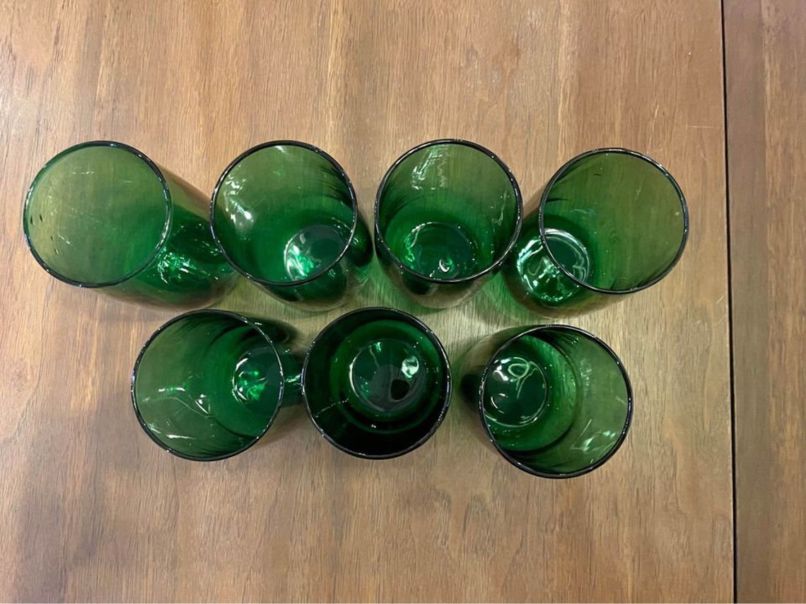Set of 7 1970s Vintage Anchor Hocking Forest Green Roly Poly Glasses - Etsy