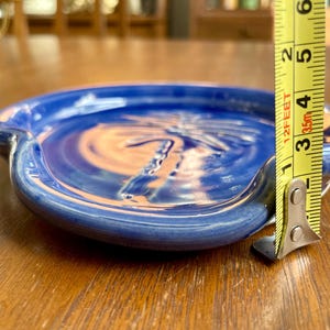 Handmade Bright Blue Palm Tree Pottery Ceramic Dish, Spoon Rest ...