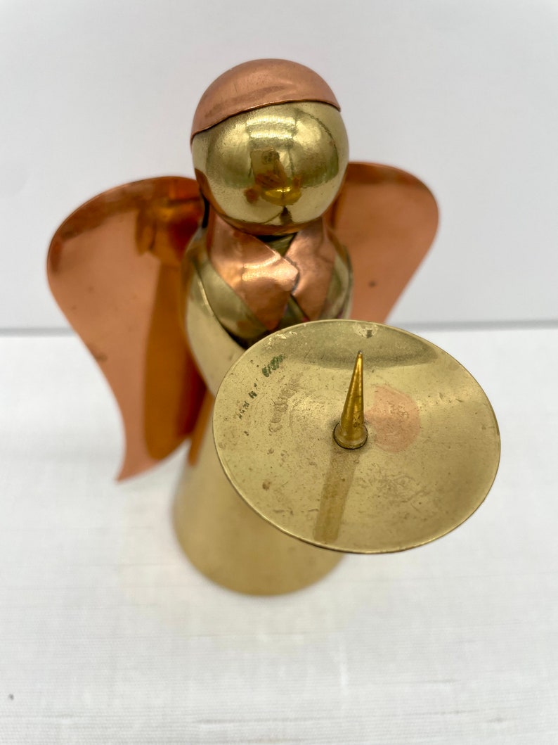 Vintage Brass Copper Angel Candleholder Candle Holder Holiday Mid ...