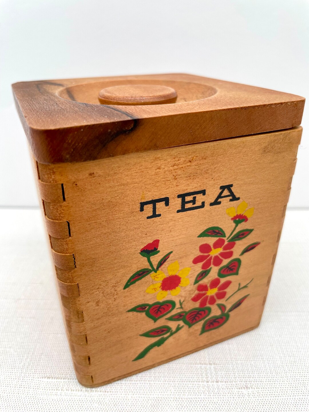 Vintage Wooden Tea Box With Lid With Floral Flowers Design - Etsy