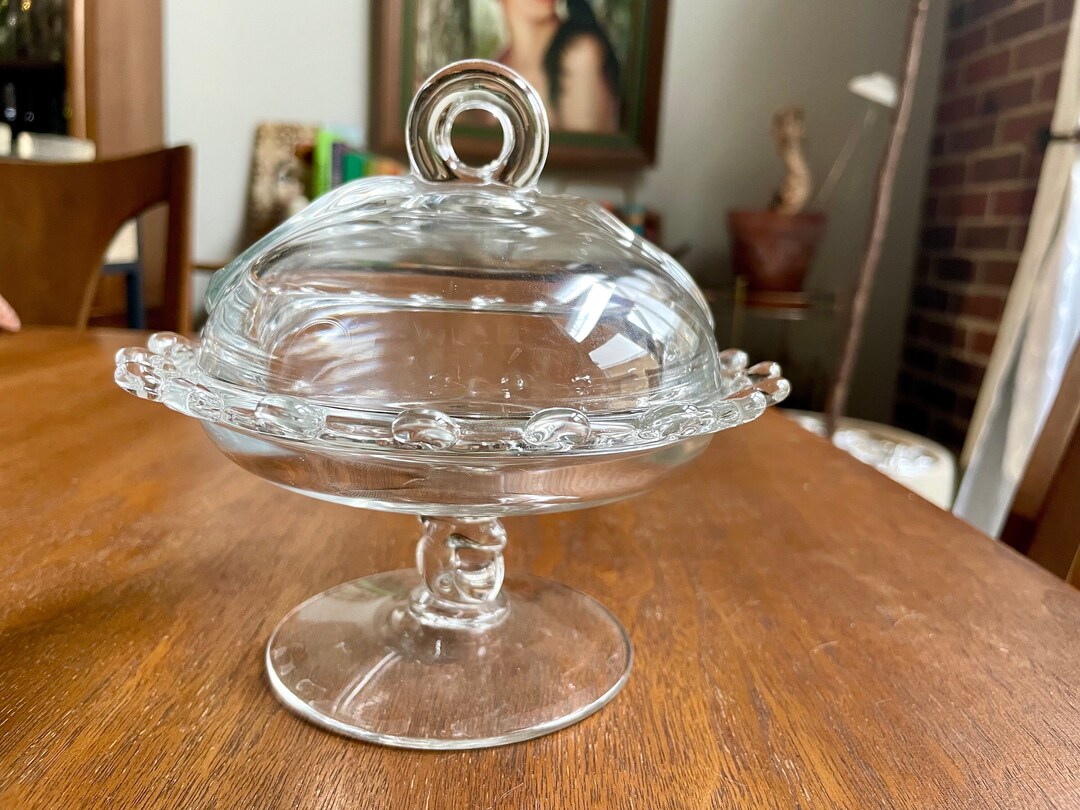 Vintage Heisey Lariat Blown Glass Compote Covered Candy Dish | Jewelry ...
