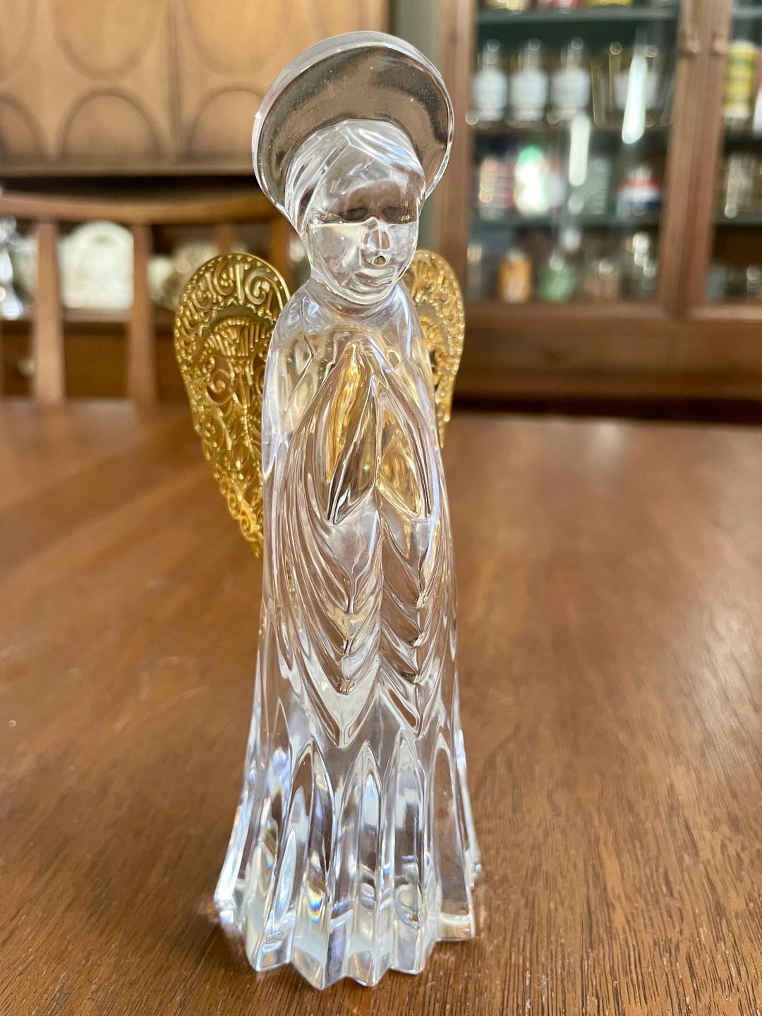 Vintage Gorham Crystal Nativity Praying Angel With Gold Wings Figurine ...