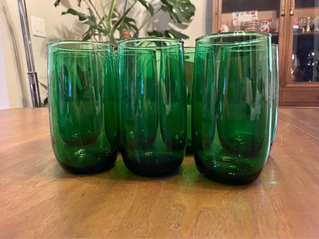Set of 7 1970s Vintage Anchor Hocking Forest Green Roly Poly Glasses - Etsy