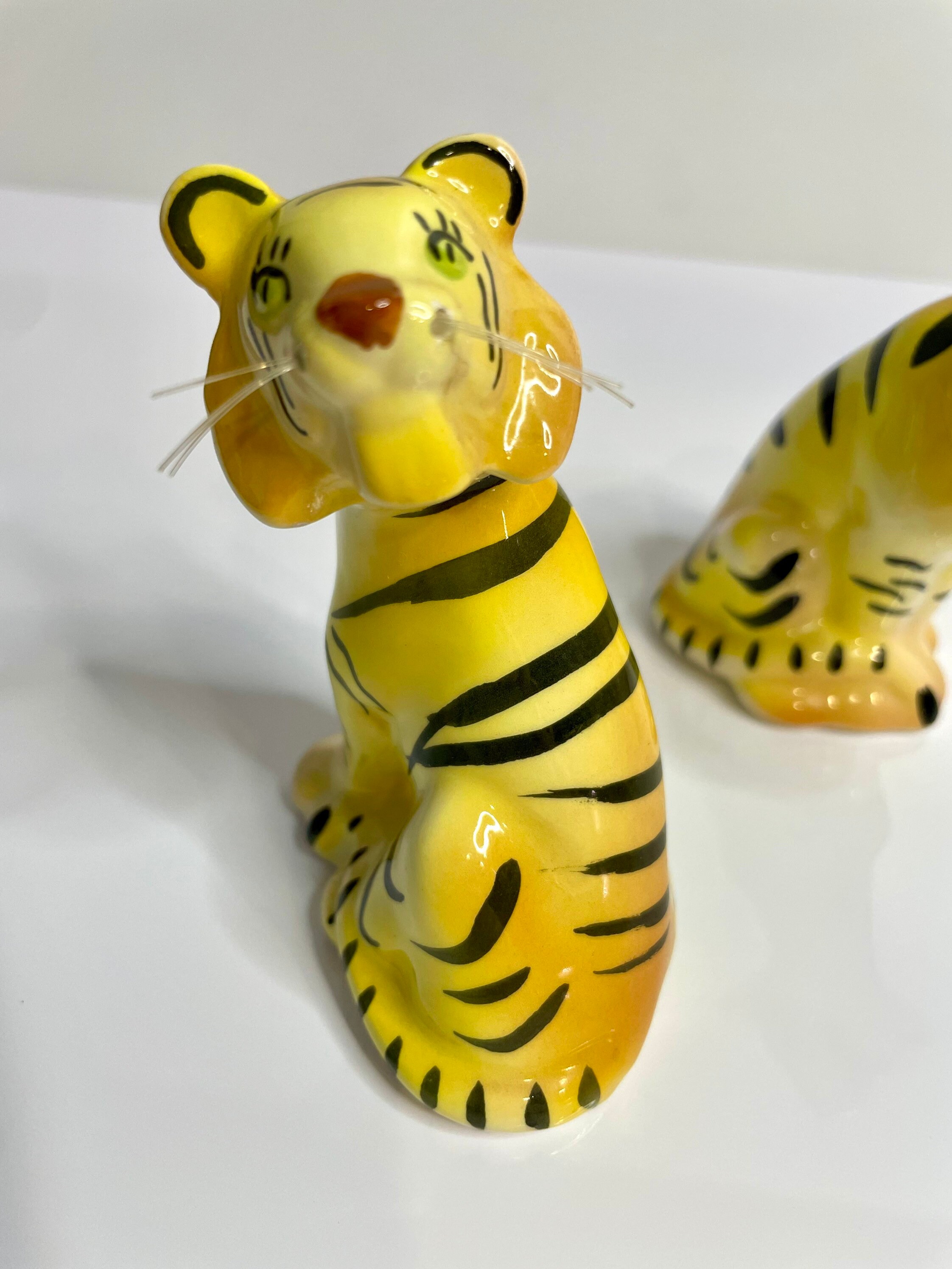 Vintage Ceramic Sitting Tiger Salt Pepper Shakers Cat - Etsy