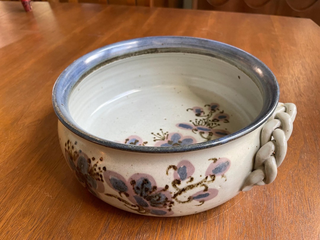 Cindy Angliss USA Pottery Bowl 8" With Braided Handles | Handmade ...