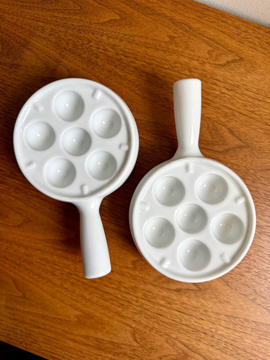 Pair of Apilco France Classic White Porcelain 6-hole Escargot Snail ...