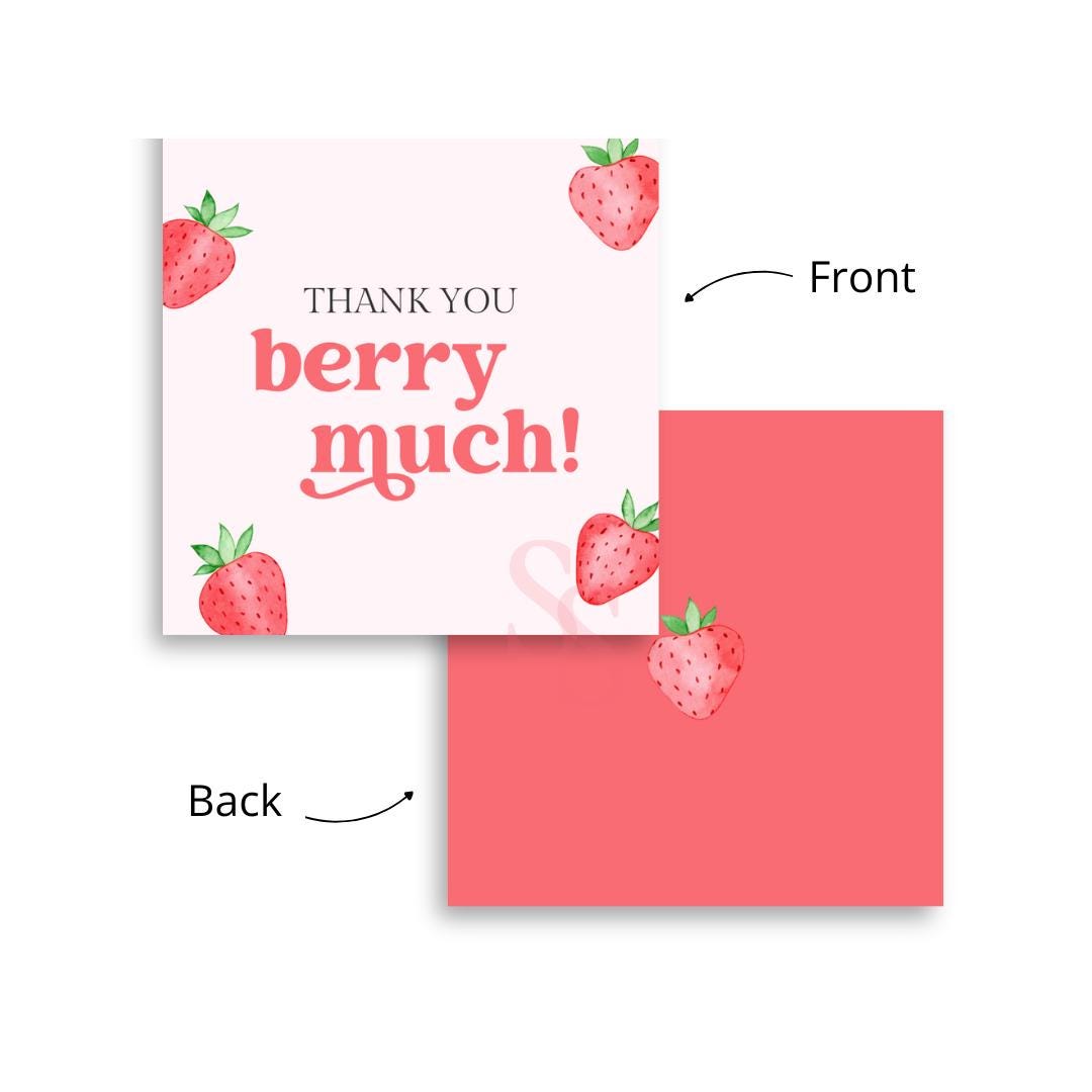 Strawberry Thank You Tag | Printable Cookie Tag for Bakers | Thank You ...