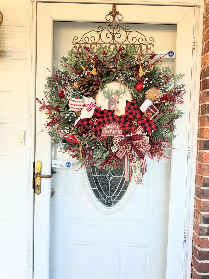 Christmas Wreath Rustic Christmas Wreath Buffalo Plaid Etsy