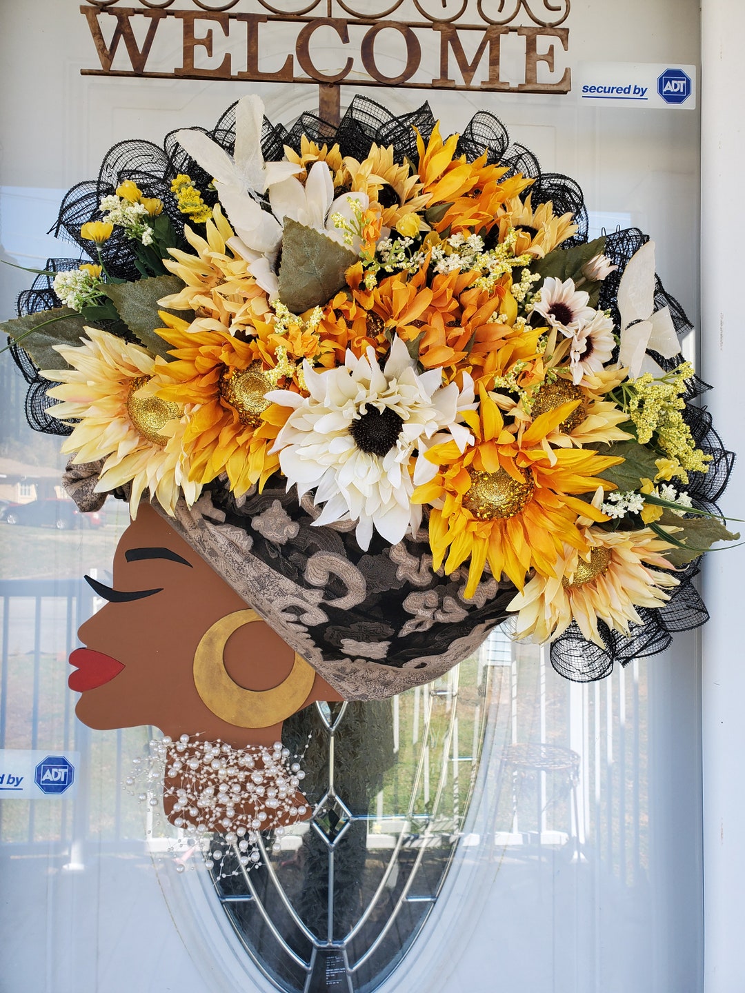 African American Diva Wreath,black Diva Wreath,wood Face,handpainted ...