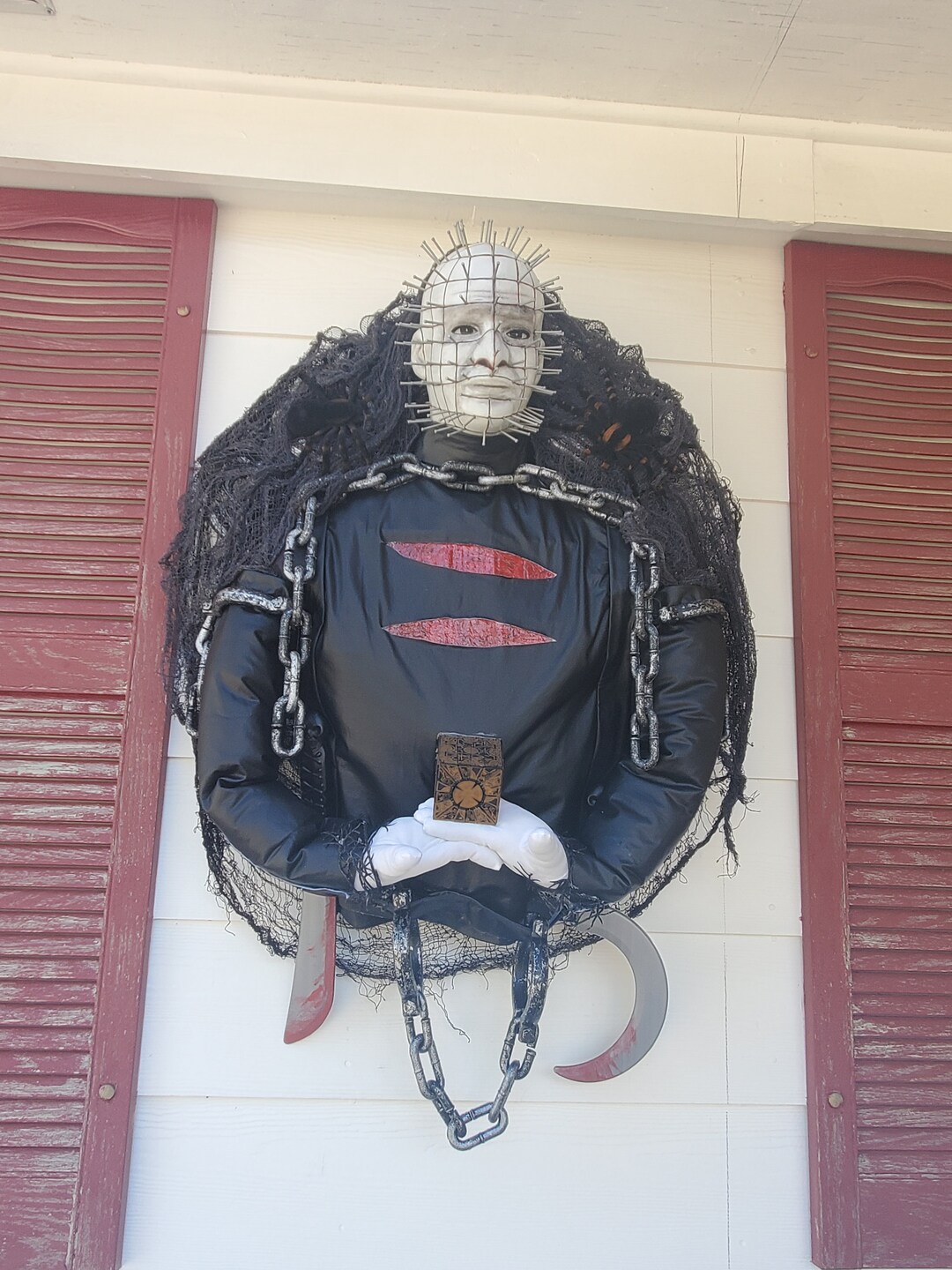 Pinhead Interpretation,handpainted Mannequin Head,halloween Wreath,one ...