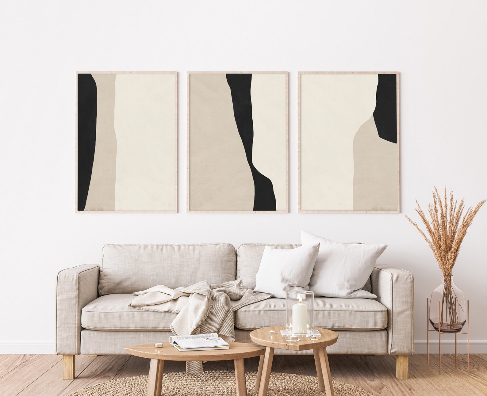 Neutral Wall Art Set of 3, Earth Tone Print, Mid-century Modern Art ...
