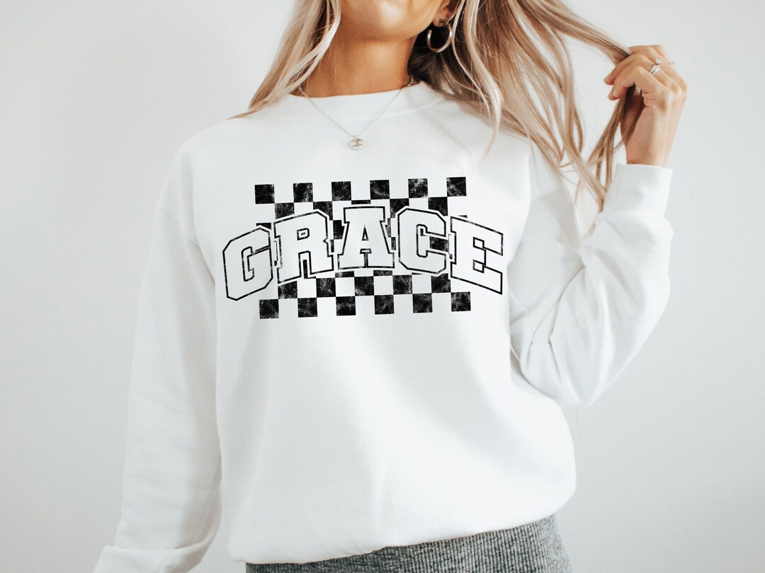 Retro Grace Png Design for Sublimation or DTF, Checkered Grace Png Design, Varsity Retro ...