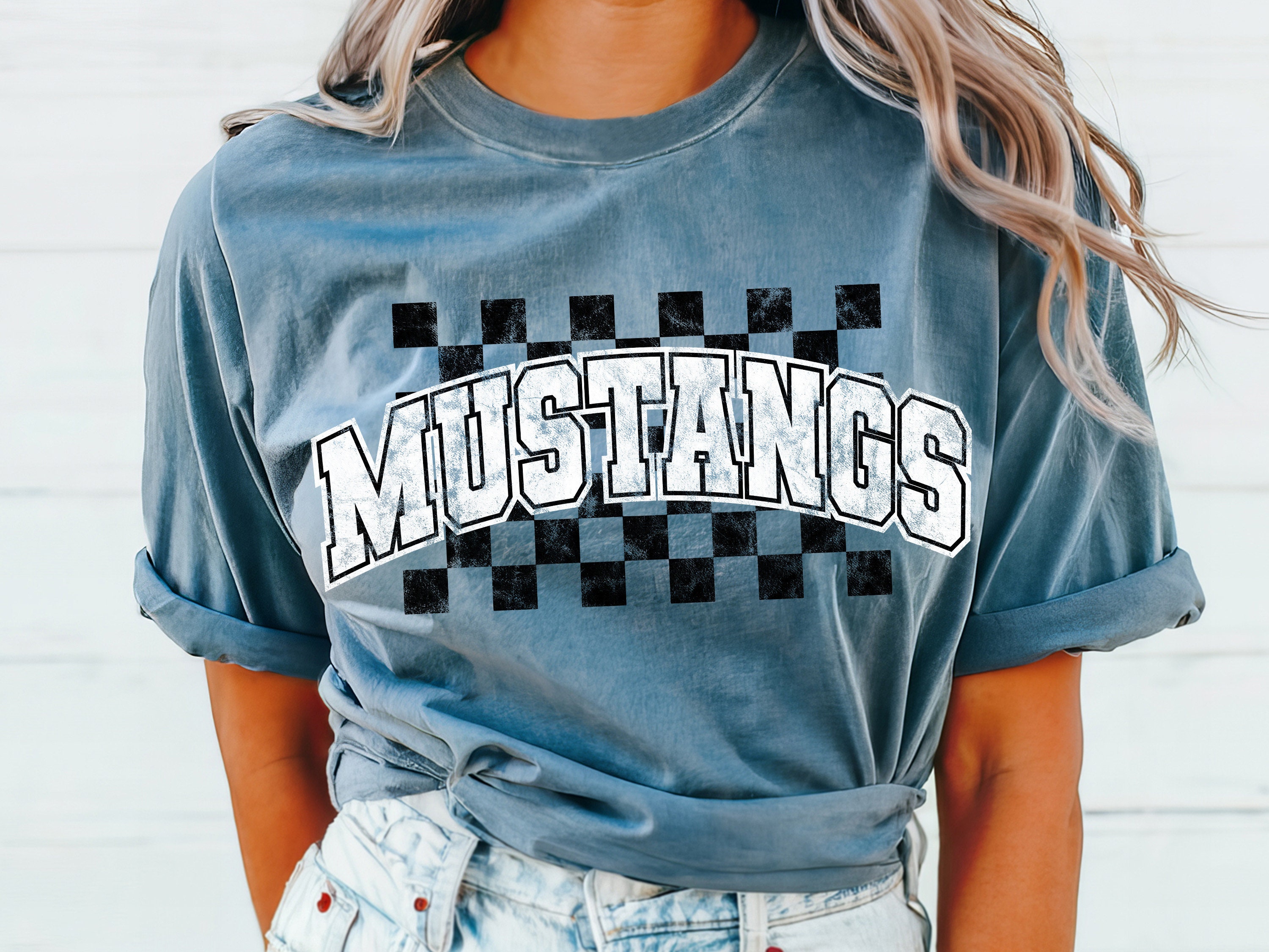 Retro Mustangs Png Design for Sublimation or DTF, Checkered Mustangs ...