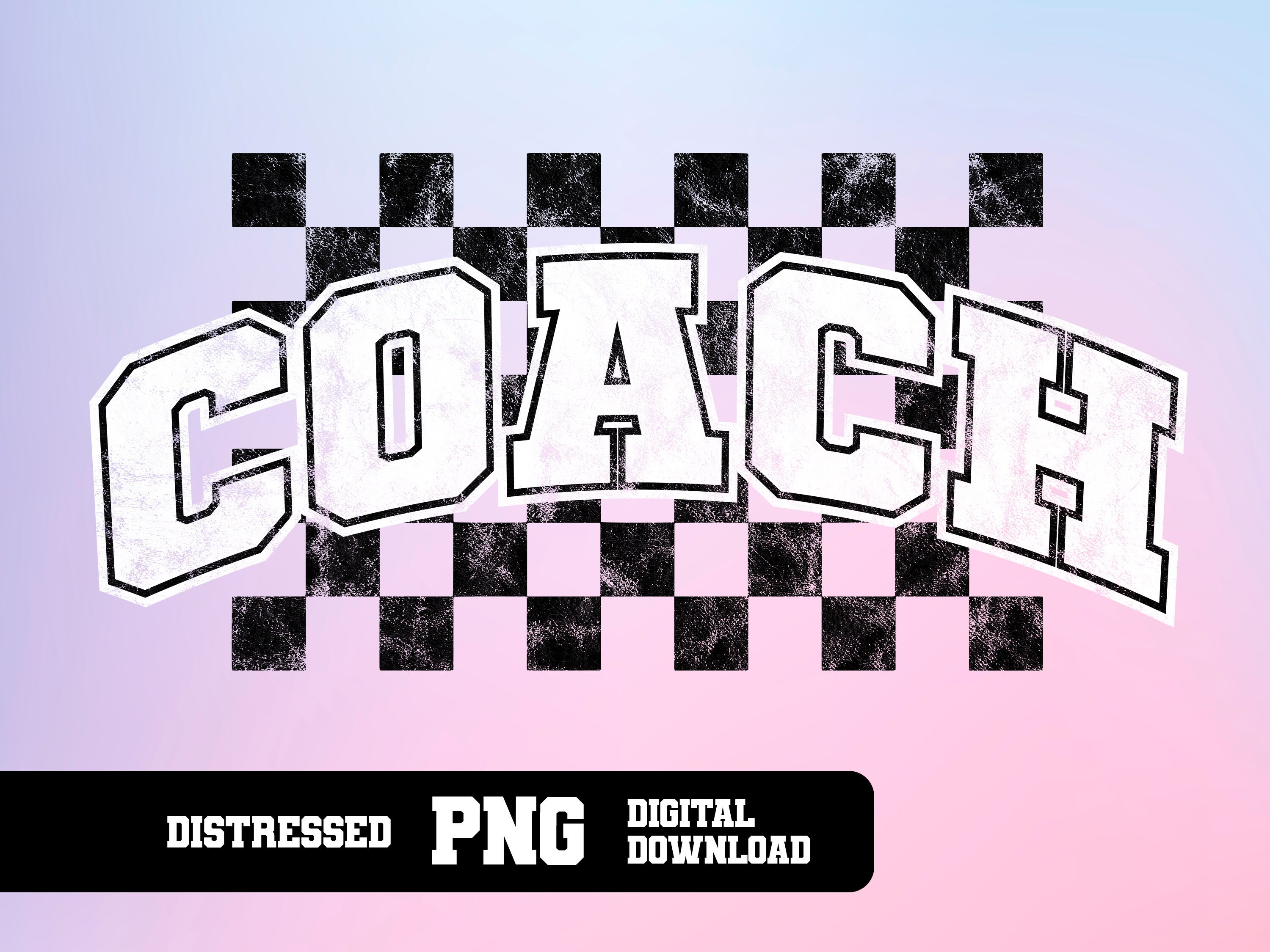 Retro Checkered Coach PNG Design: Varsity Sublimation (digital Download ...
