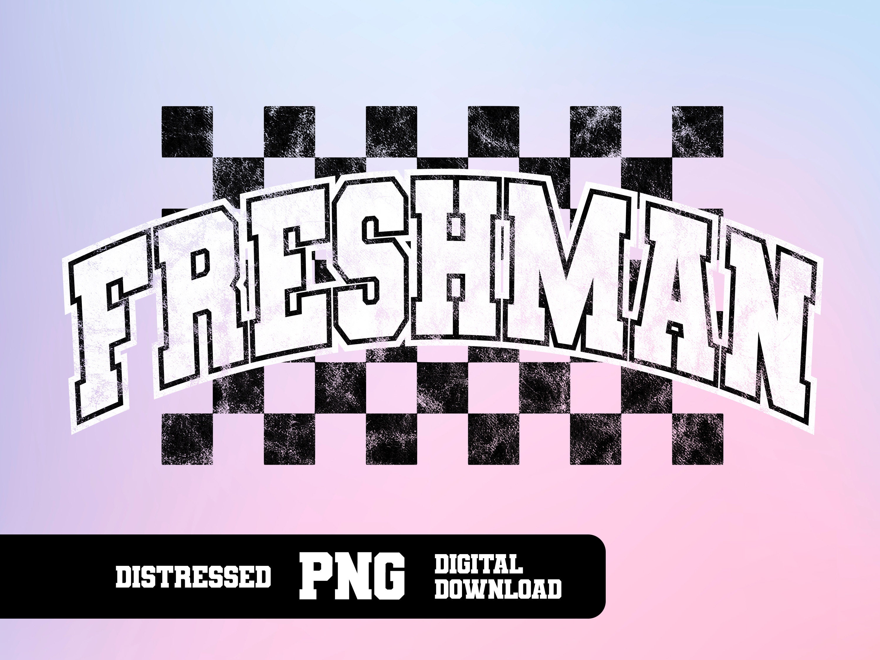 Retro Freshman Png Design for Sublimation or DTF, Checkered Freshman ...