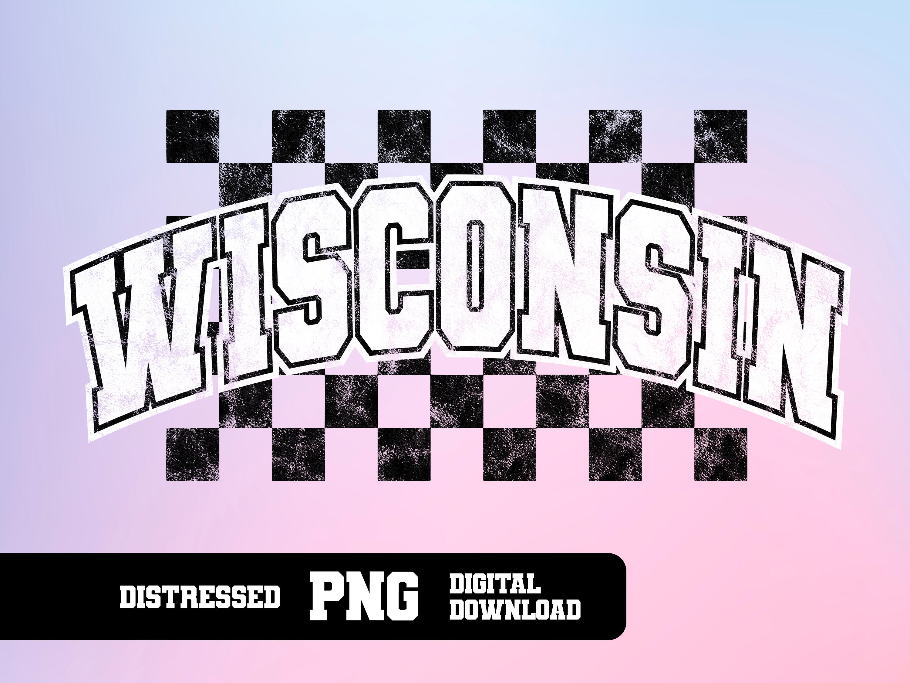 Retro Wisconsin Png Design for Sublimation or DTF, Checkered Wisconsin ...