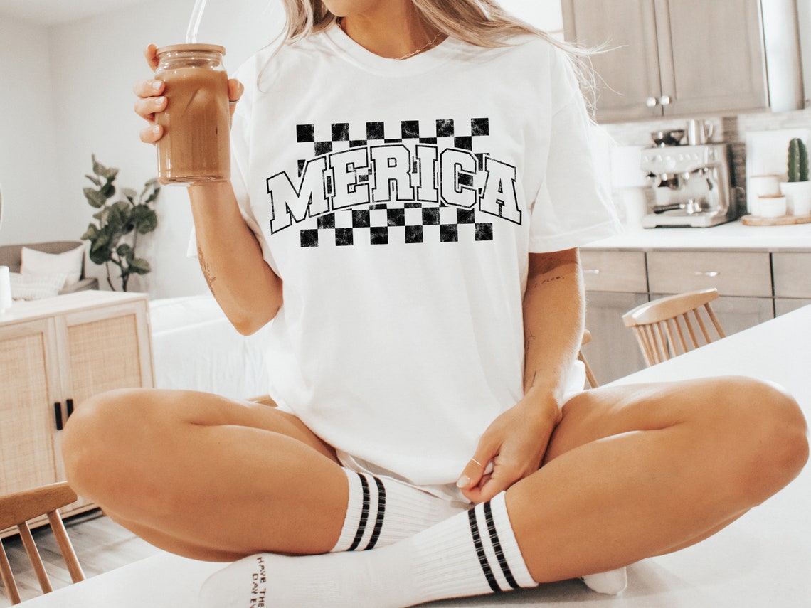 Retro Merica Png Design for Sublimation or DTF, Checkered Merica Png Design, Varsity Retro ...