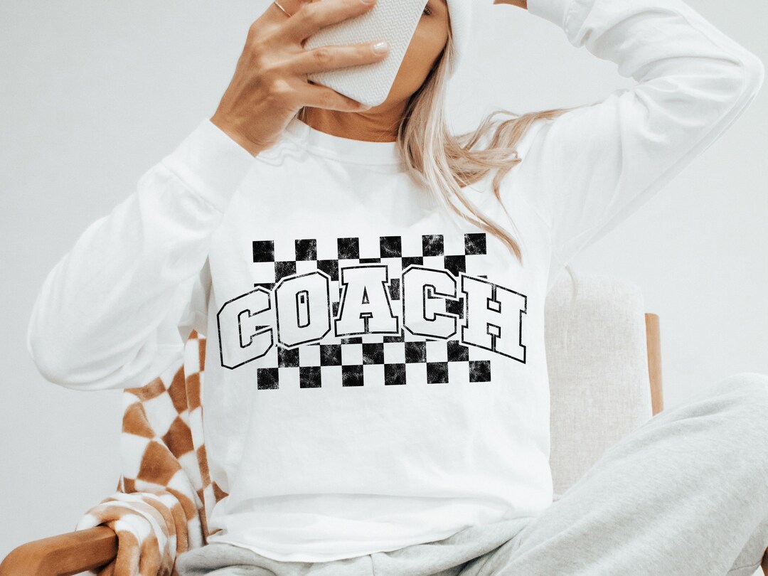 Retro Checkered Coach PNG Design: Varsity Sublimation (digital Download ...