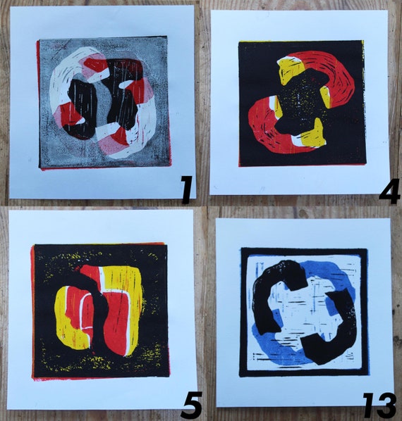Original hand made abstract Lino print | Etsy