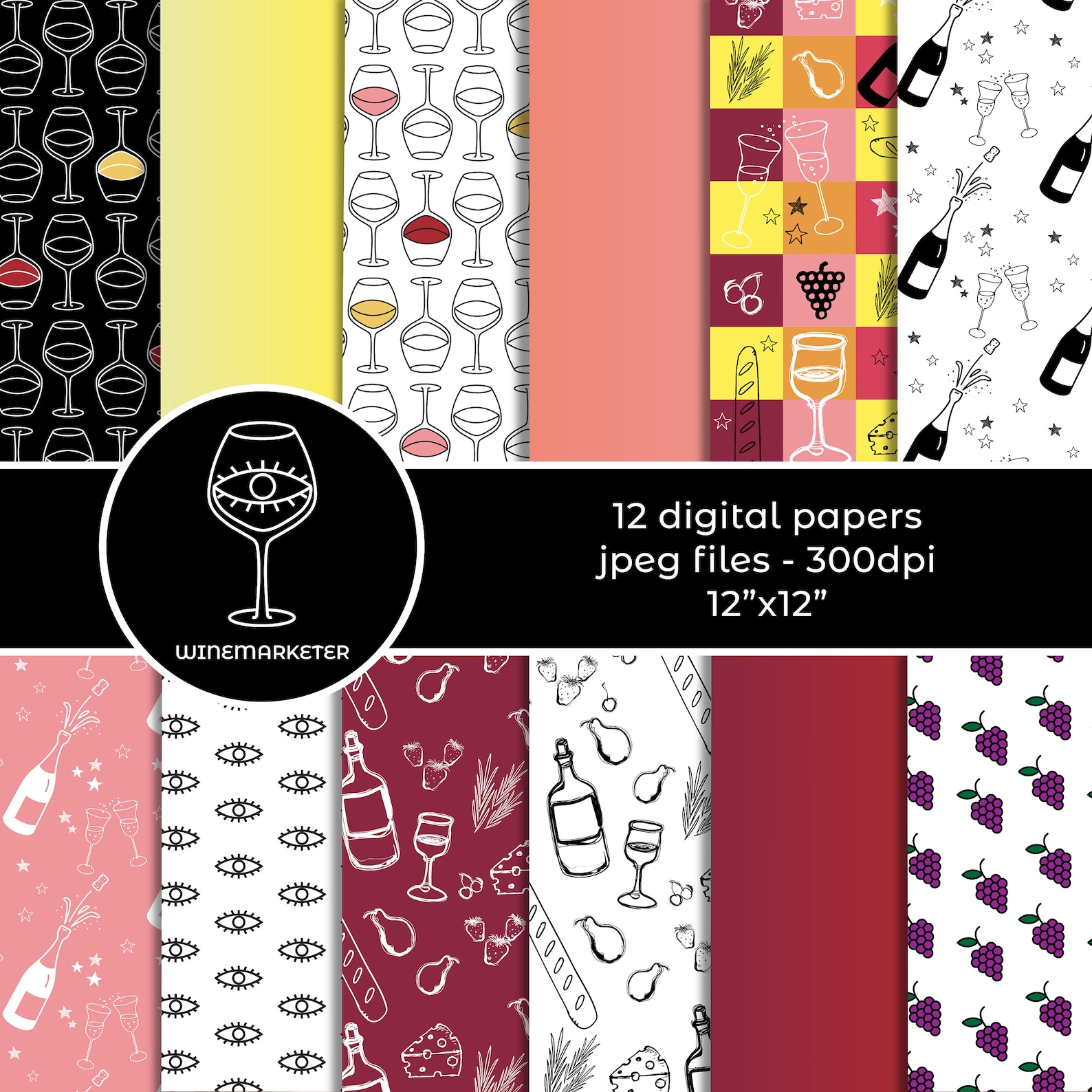 Wine Digital Paper - Wine Lovers - Wine Background - Digital Paper ...