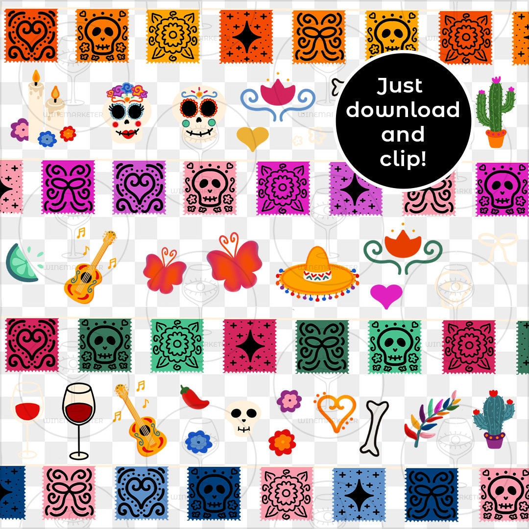 Dia De Los Muertos Clipart Wine Clipart Day of the Dead Clipart Mexican ...