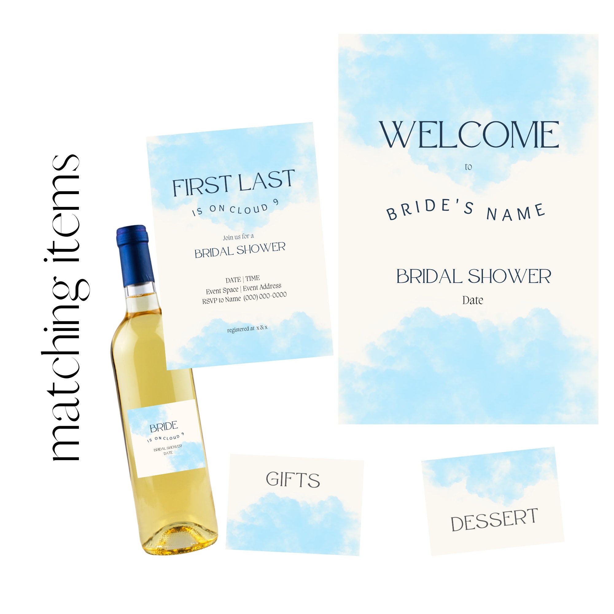 Bride is on Cloud 9 Bridal Shower Bottle Label Personalized - Etsy