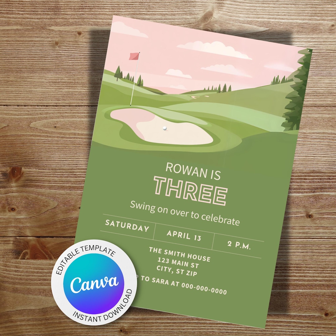 Editable Girl Golf Birthday Invitation, Pink Golf Birthday, Girl ...