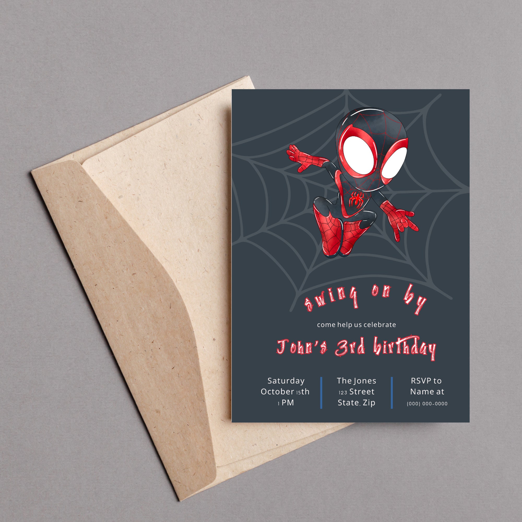 Spin Editable Birthday Invitation Template, Printable or Digital Custom ...